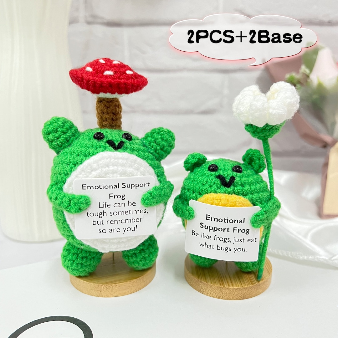 Handmade Crochet Emotional Support Frog With Mushroom & Daisies, Christmas Gift - Etsy