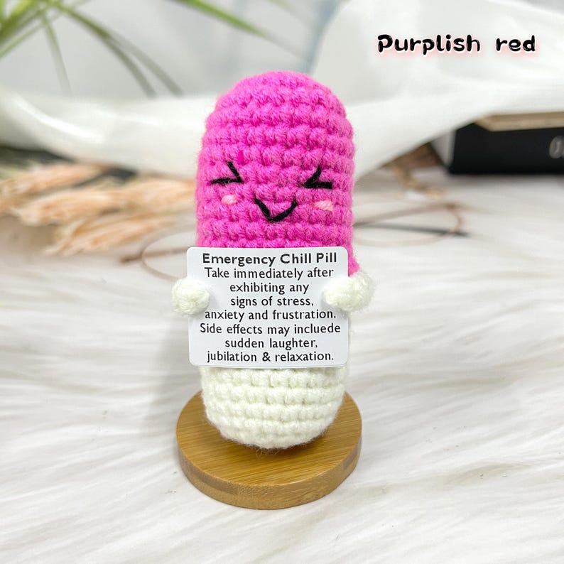 Crochet Emotional Support Chill Pil,emergency Pill,the Happy Pill ...