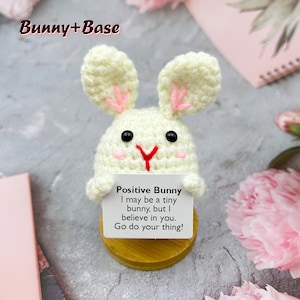 Handmade Crochet Bunny and Frog, Positive Bunny, Emotional Support Frog ...