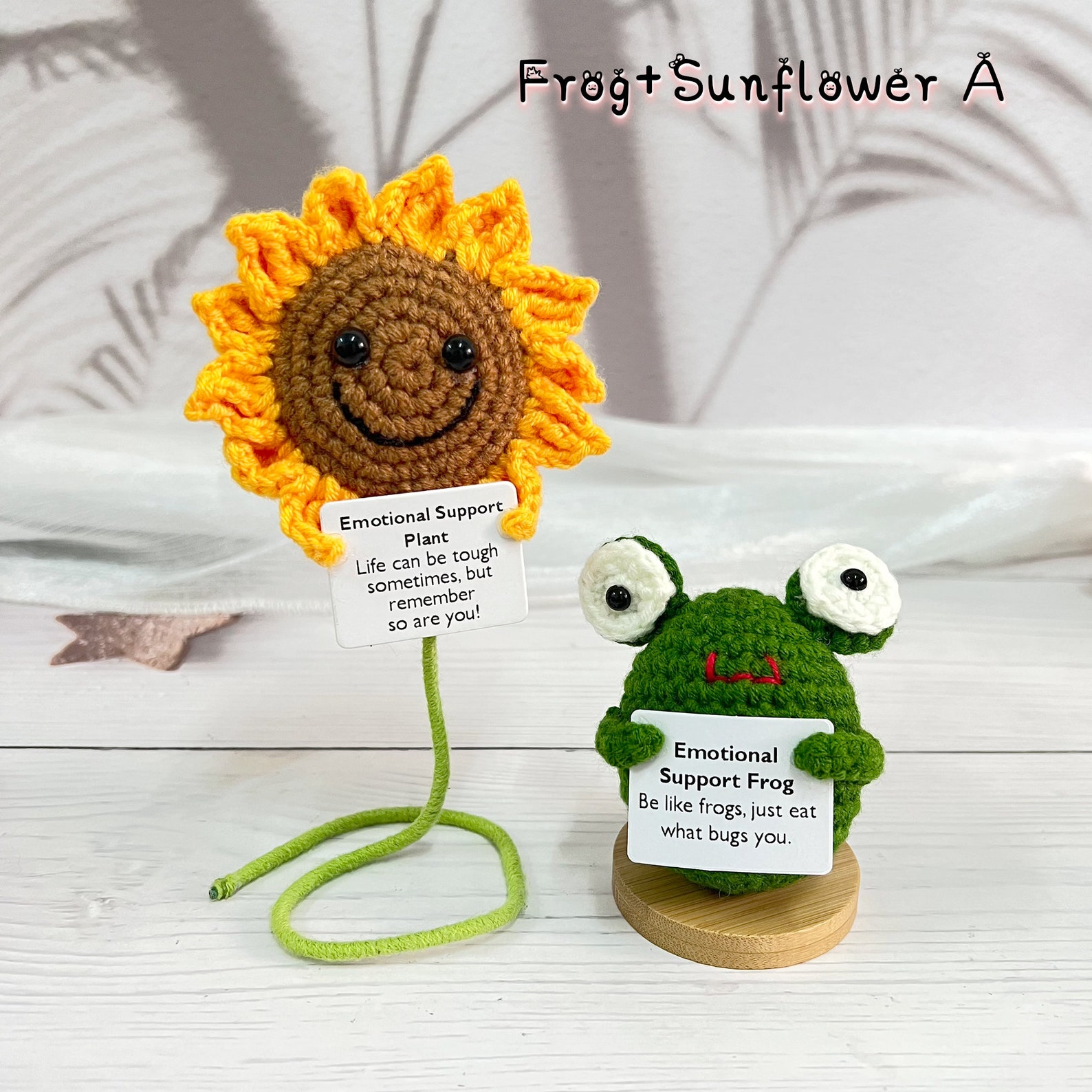 Handmade Crochet Emotional Support Frog and Sunflower Plant-emotional ...