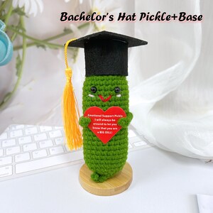 Emotional Support Bachelor's Hat Love Pickle Gift, Cute Crochet Pickle ...