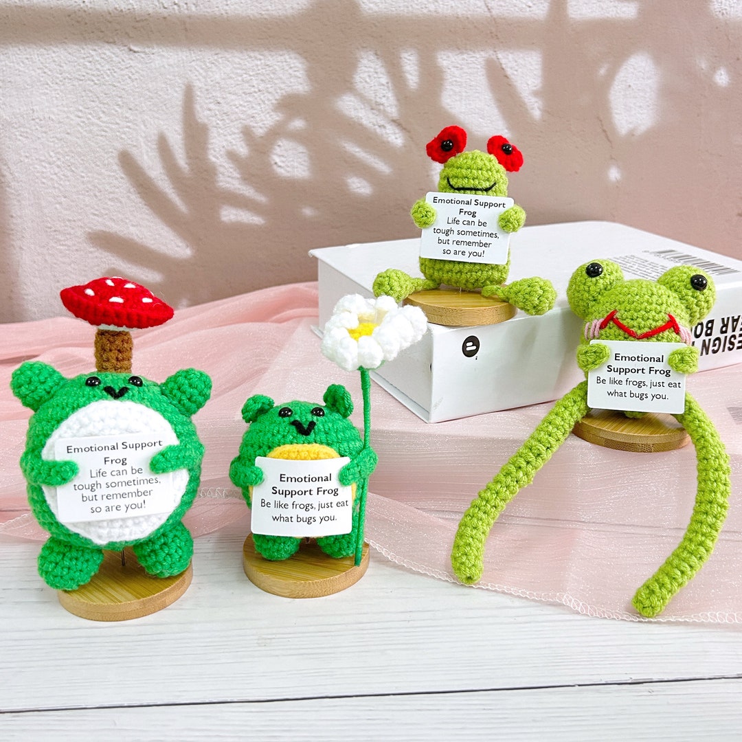 Handmade Crochet Positive Frog With Mushroom and Daisies-long Legged ...