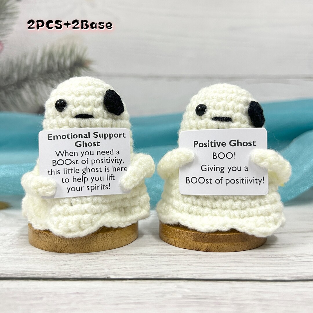 Emotional Support Ghost and Positive Ghost,crocheted Ghost,tiny Small ...