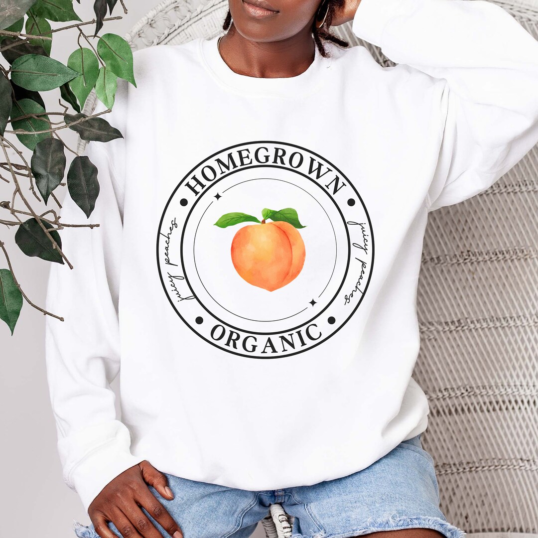 Homegrown Peach Graphic Sweatshirt: Organic Cotton Blend Crewneck - Etsy