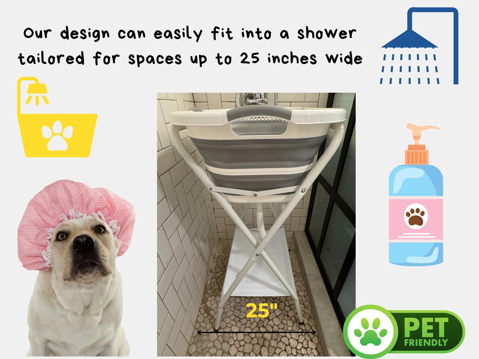 Collapsible Pet Bathtub, Bathtub With Stand, Foldable Dog Washing ...