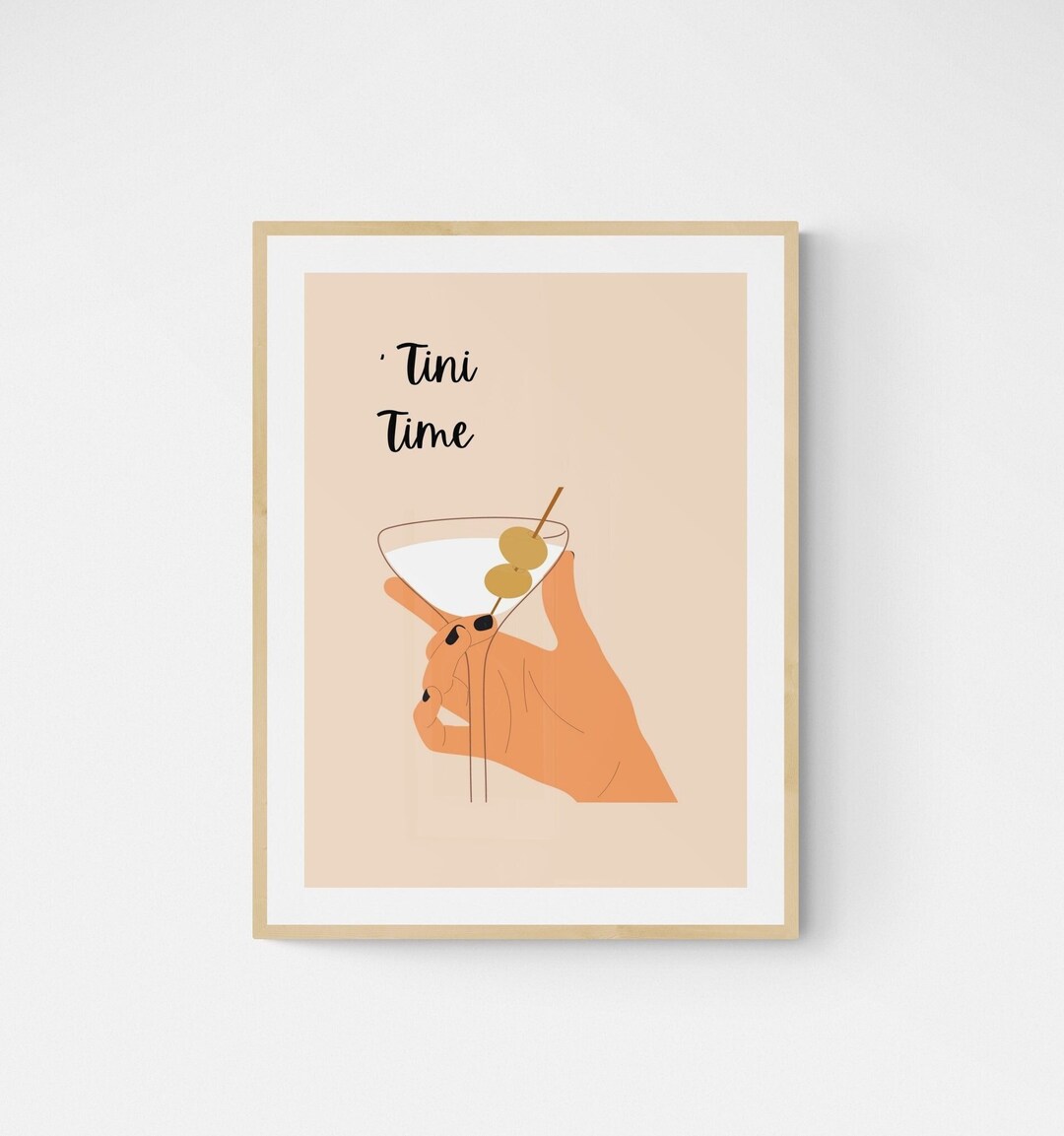 Martini Digital Wall Art Tini Time Poster Martini Bar Cart Sign ...