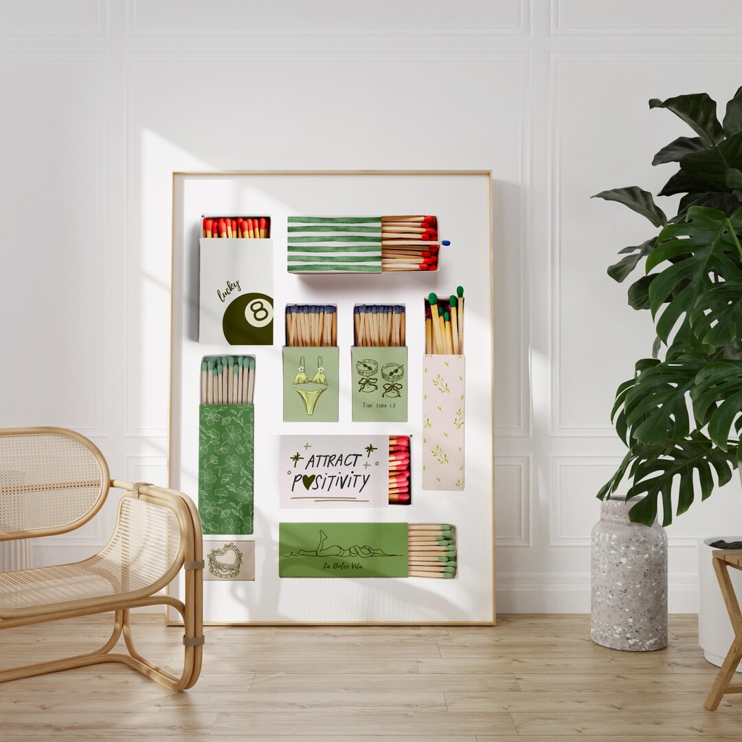 Green Matchbox Art Print | Matchbox Poster | Matchbook Print | Green ...