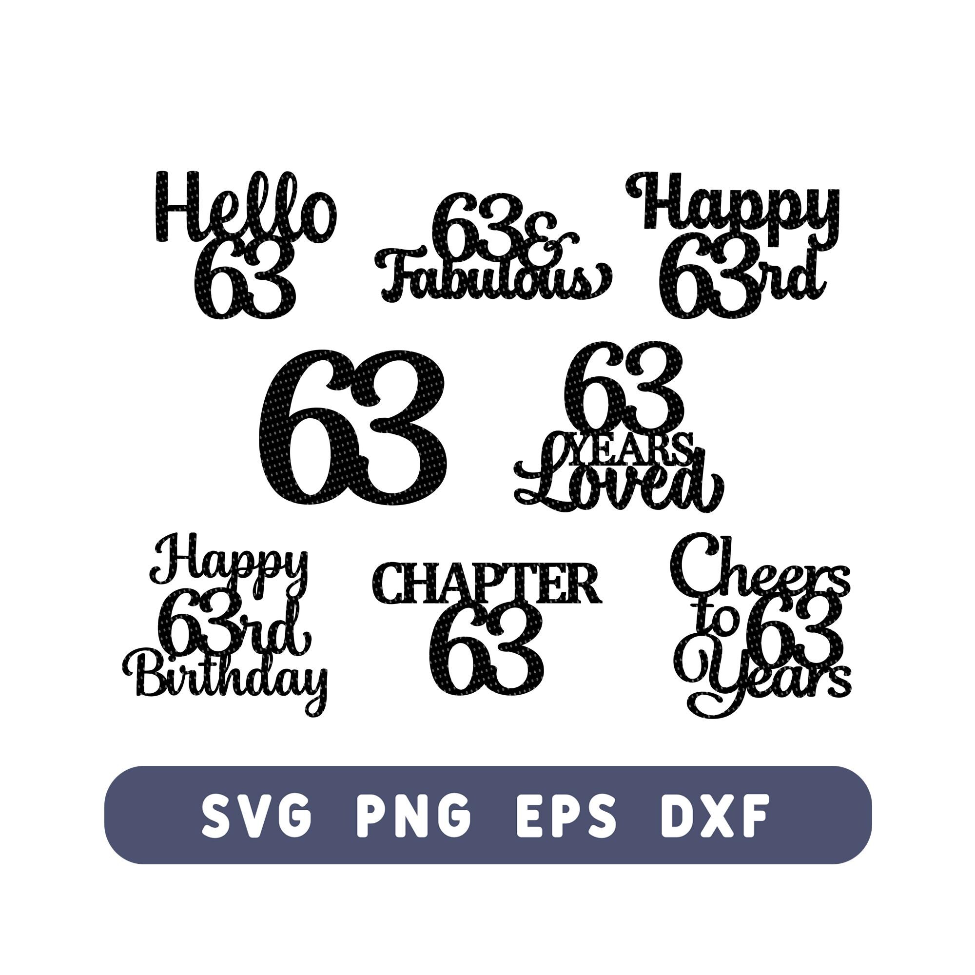 Happy 63rd Birthday Sign Cake Topper SVG Bundle Prost auf 63 Jahre ...