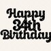 Happy 34th Birthday Cake Topper SVG, DIY Party Decor Cut File, Perfect ...
