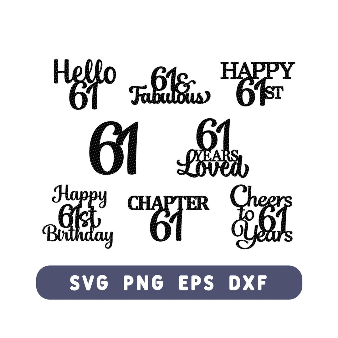 Happy 61st Birthday Sign Cake Topper SVG Bundle Prost auf 61 Jahre ...