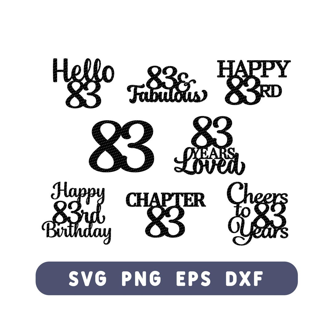 Happy 83rd Birthday Sign Cake Topper SVG Bundle Cheers to 83 Years Cut ...