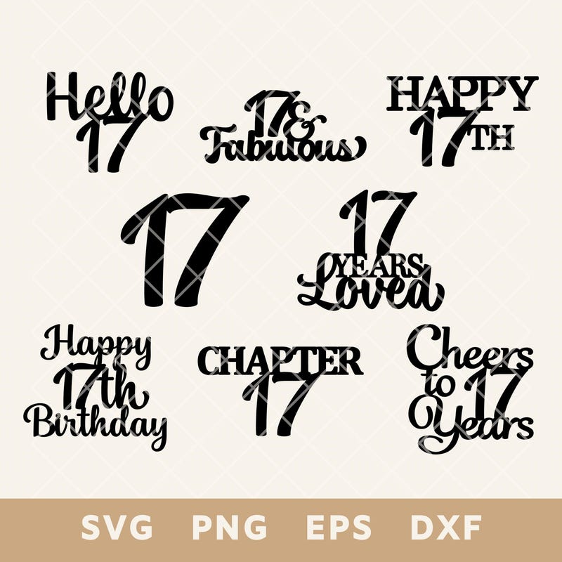 17th Birthday Svg - Etsy