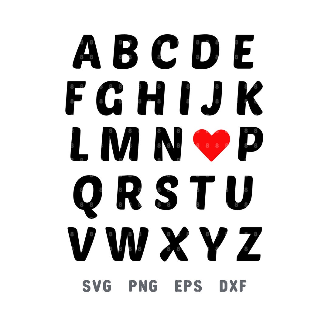 Valentine Alphabet SVG, Valentine Svg, Valentine Png, Happy Valentine ...