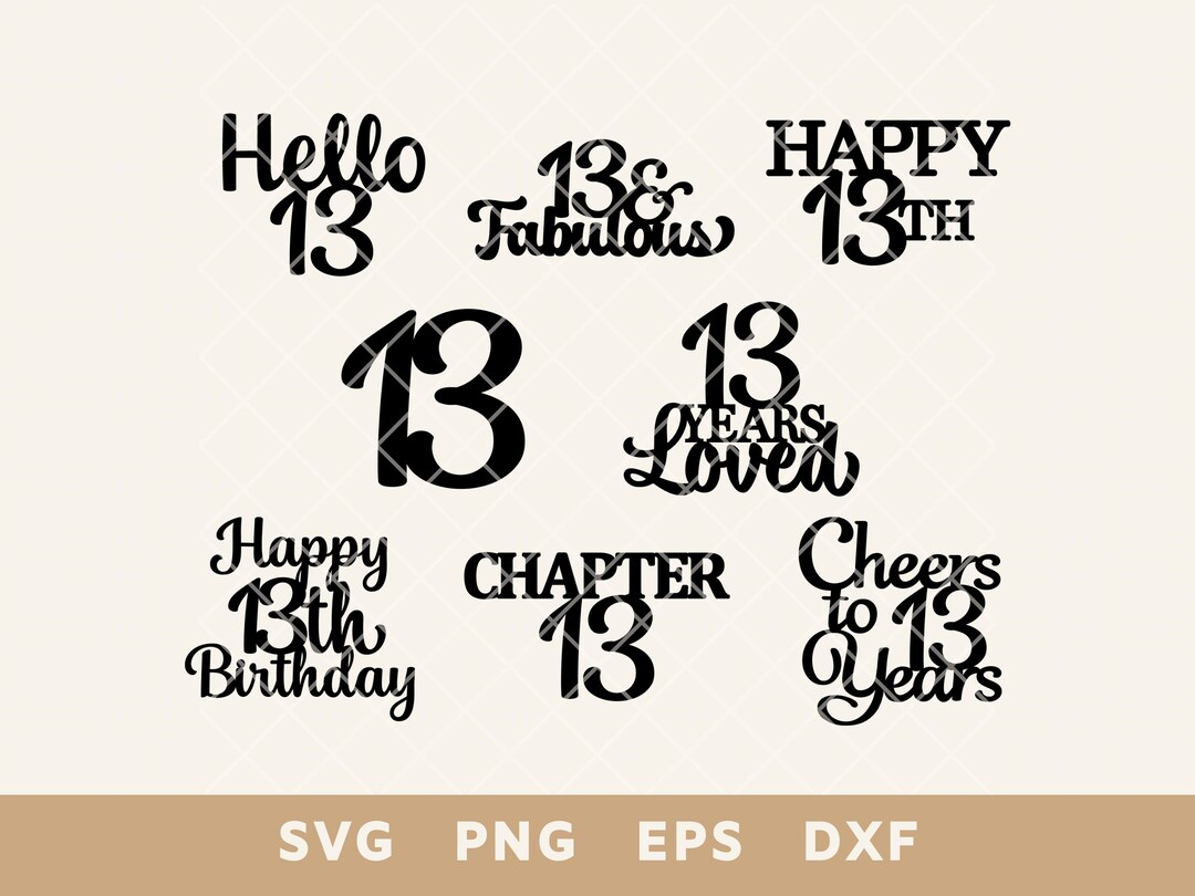 Happy 13th Birthday Sign Cake Topper SVG Bundle - Cheers to 13 Years ...