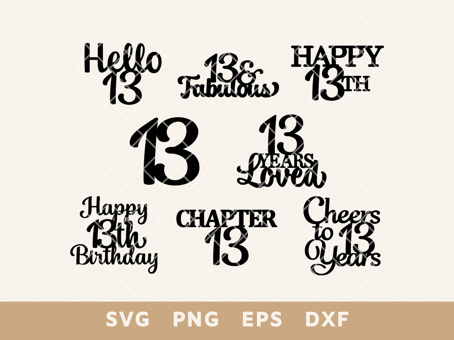 Happy 13th Birthday Sign Cake Topper SVG Bundle - Prost auf 13 Jahre ...