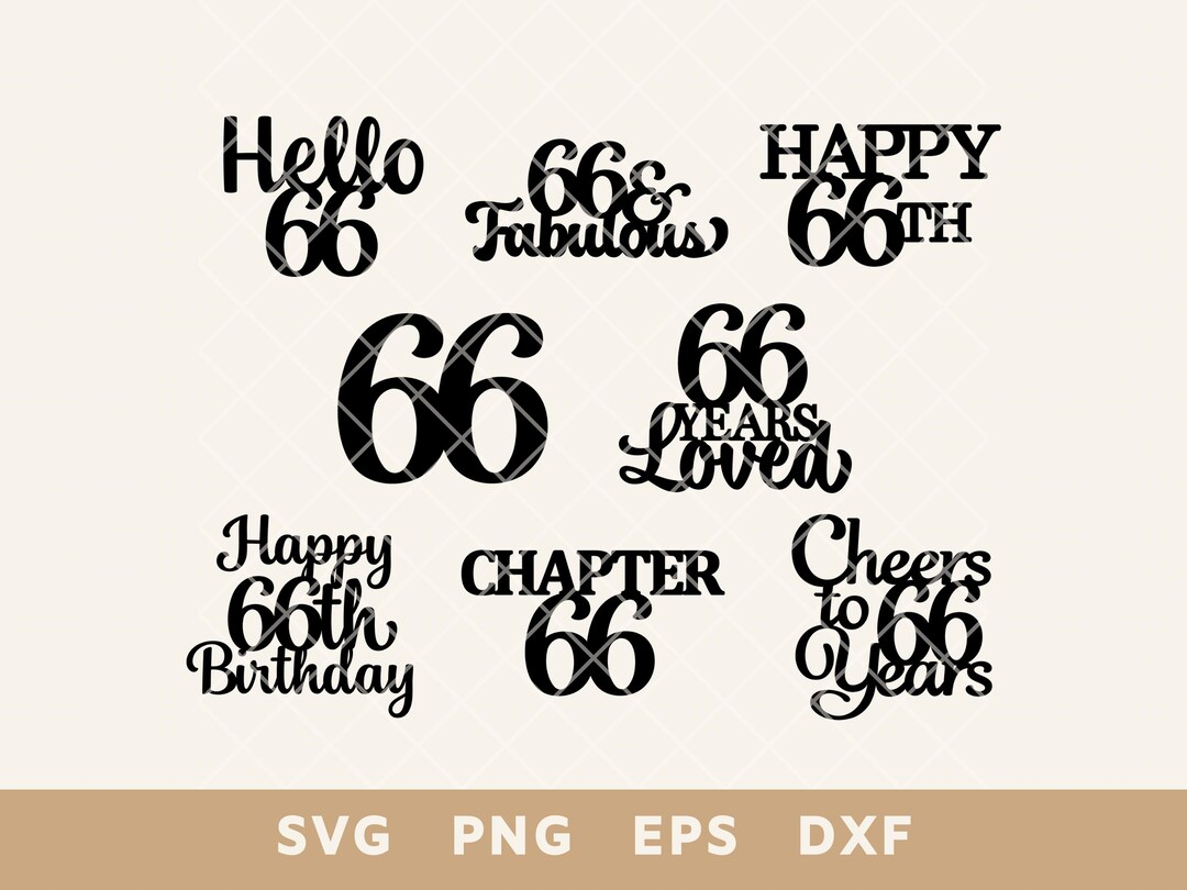 Happy 66th Birthday Sign Cake Topper SVG Bundle - Cheers to 66 Years ...