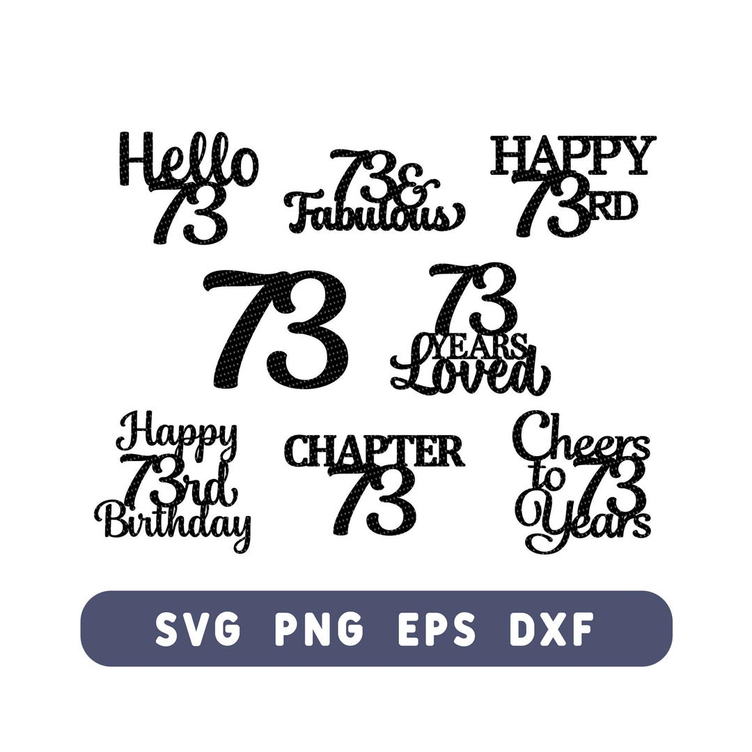 Happy 73rd Birthday Sign Cake Topper SVG Bundle Cheers to 73 Years Cut ...