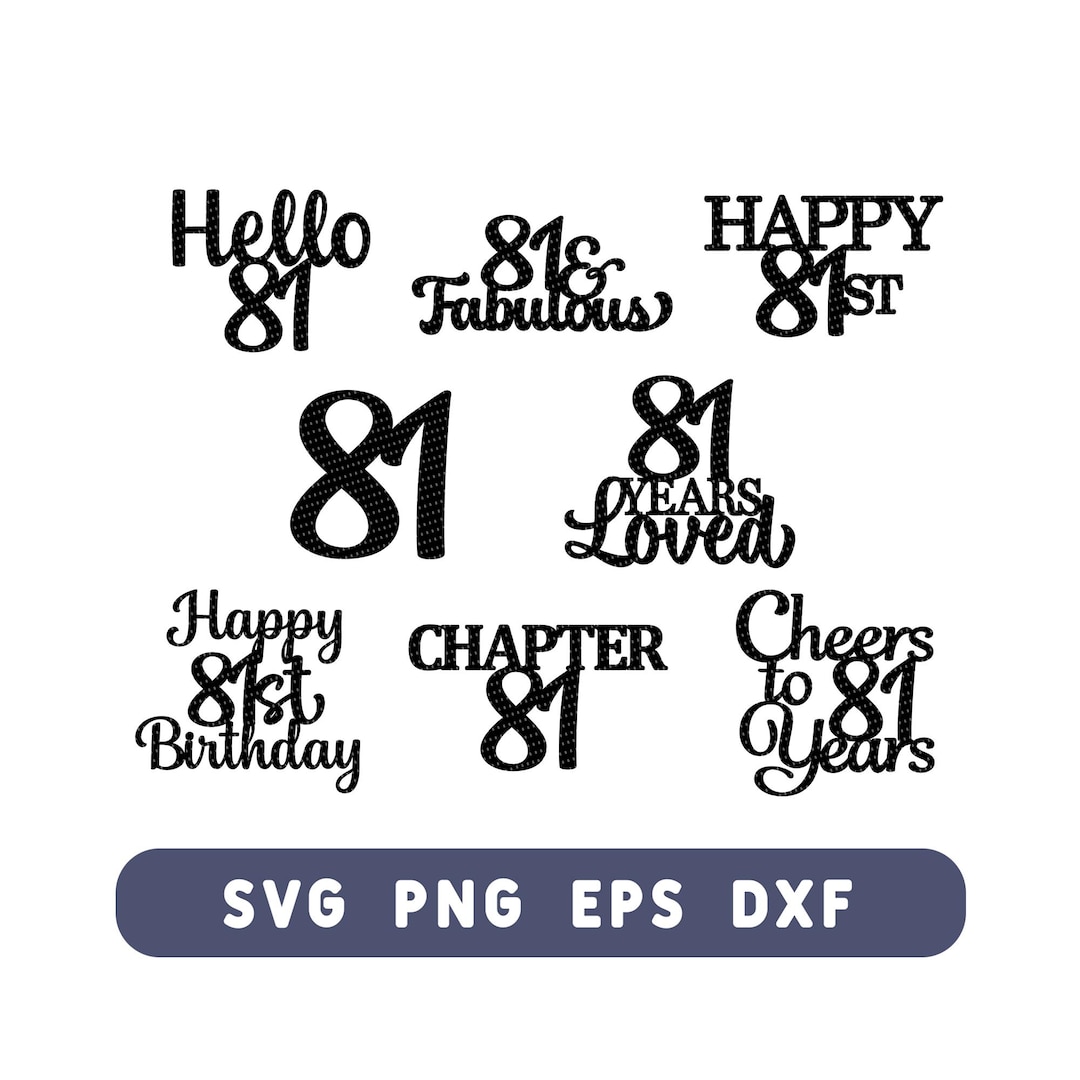 Happy 81st Birthday Sign Cake Topper SVG Bundle Cheers to 81 Years Cut ...
