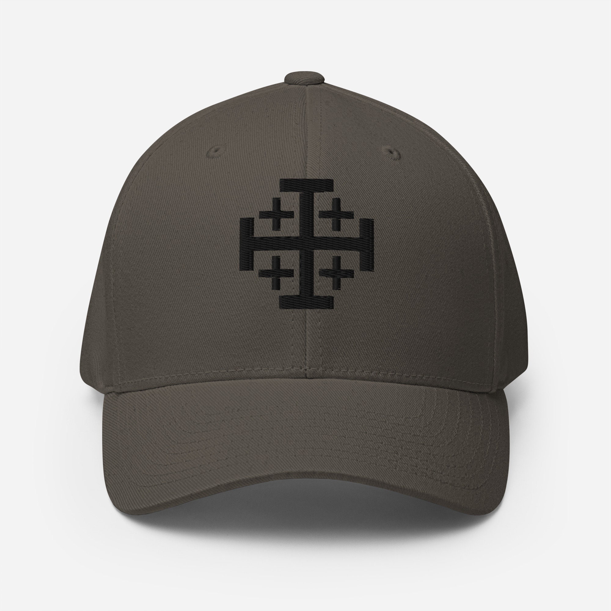 Jerusalem Cross Flexfit Hat, Black Jerusalem Cross, Christian, Catholic ...