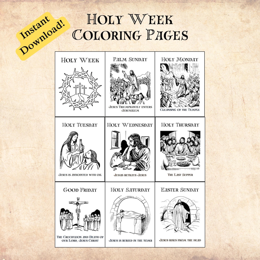 Holy Week Coloring Pages, 9 Catholic Coloring Pages, Printable Easter ...