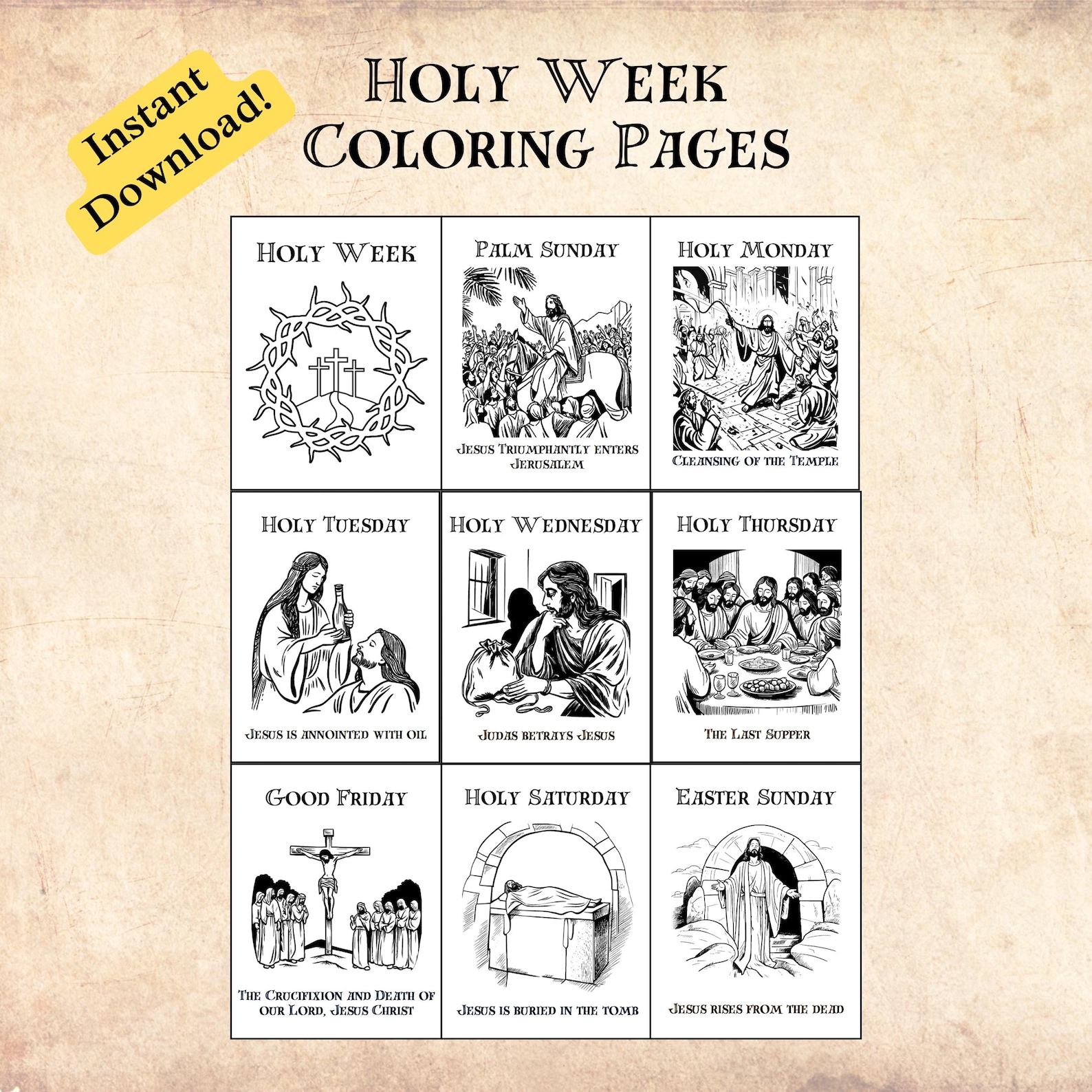 Holy Week Coloring Pages, 9 Catholic Coloring Pages, Printable Easter ...