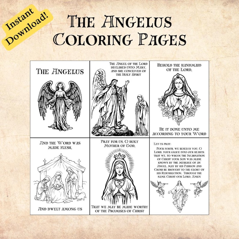 Catholic Coloring Pages, Set of 6 Angelus Coloring Pages, Printable ...