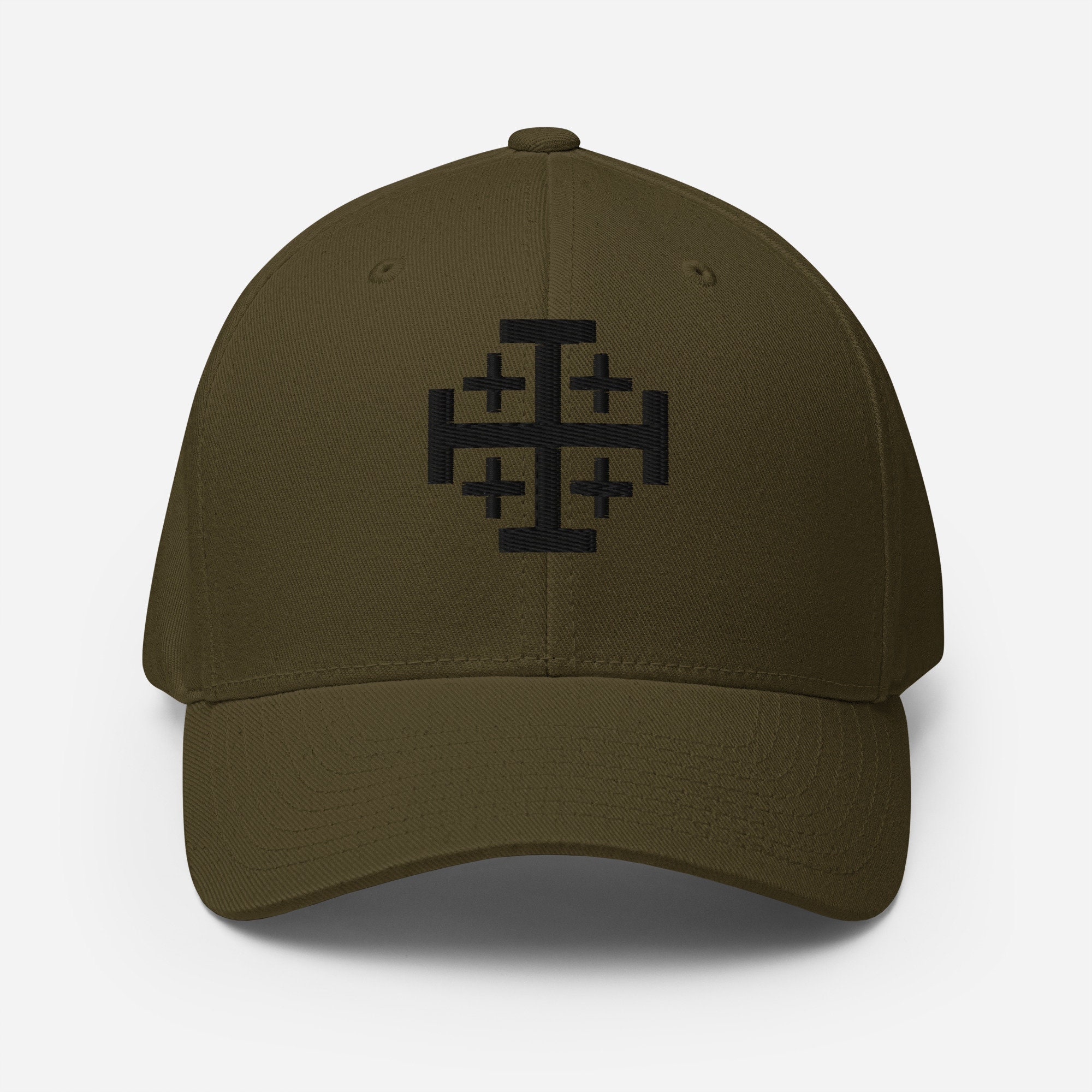 Jerusalem Cross Flexfit Hat, Black Jerusalem Cross, Christian, Catholic ...