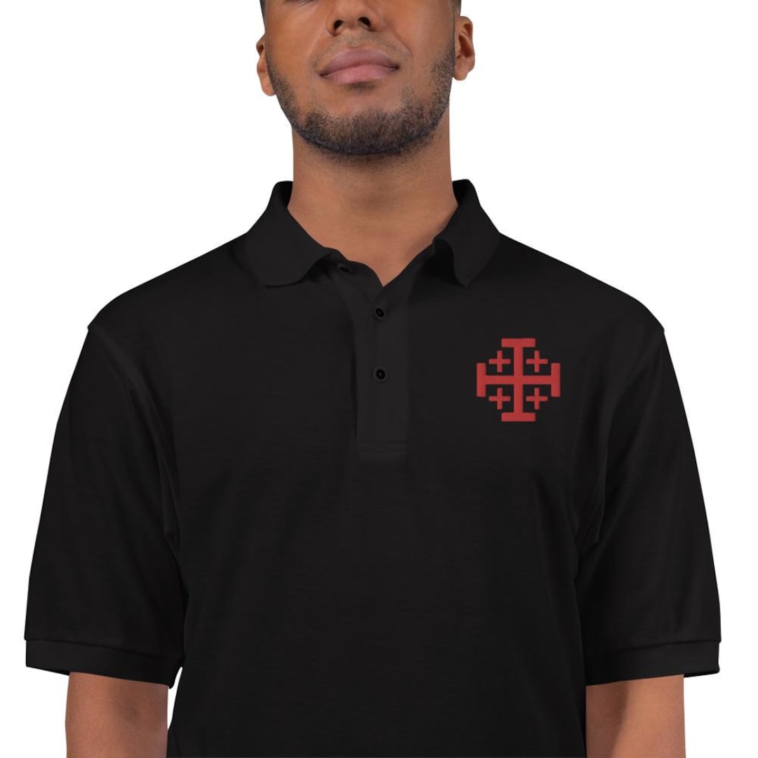 Jerusalem Cross Embroidered Polo Shirt, Christian Crusader - Etsy