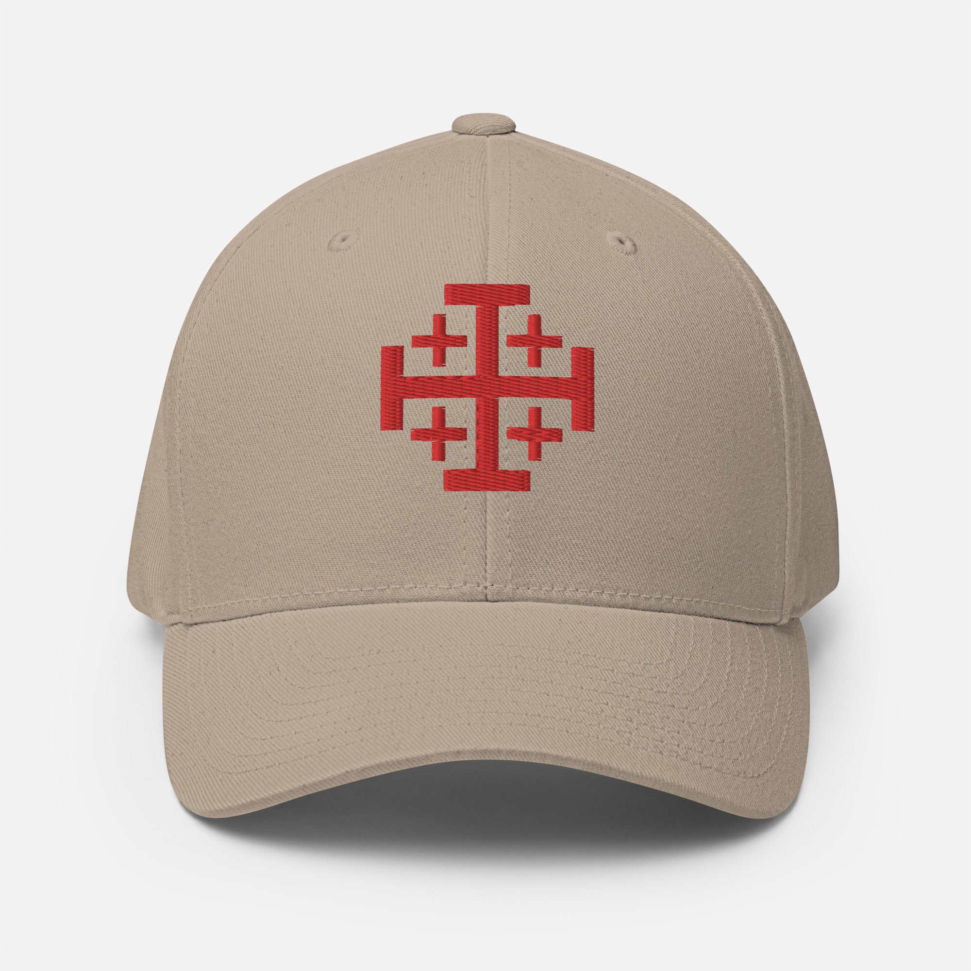 Armor of God Flexfit Hat, Red Jerusalem Cross, Christian, Catholic ...