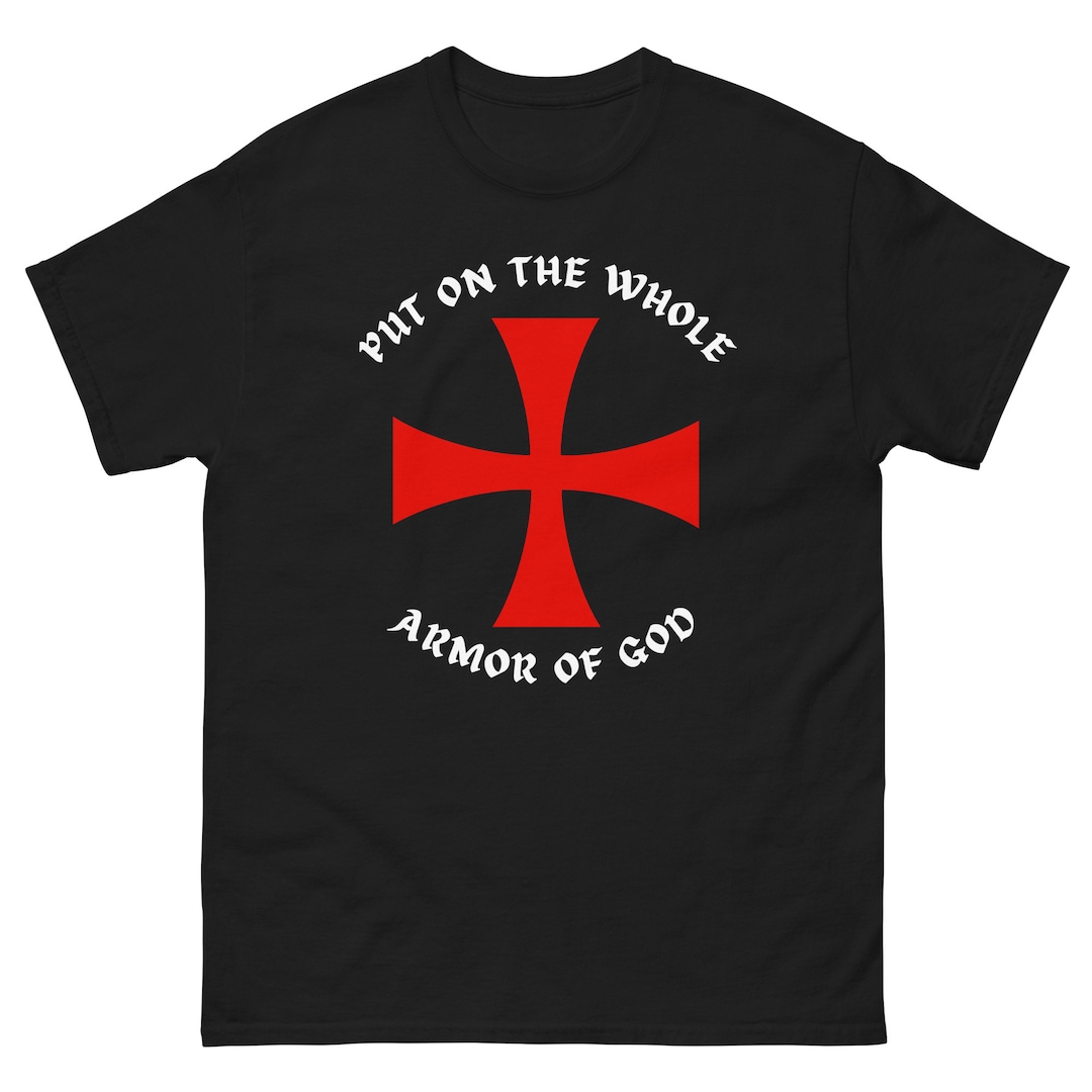 Armor of God Shirt, Red Cross, Crusader Cross, Cross and Shield ...