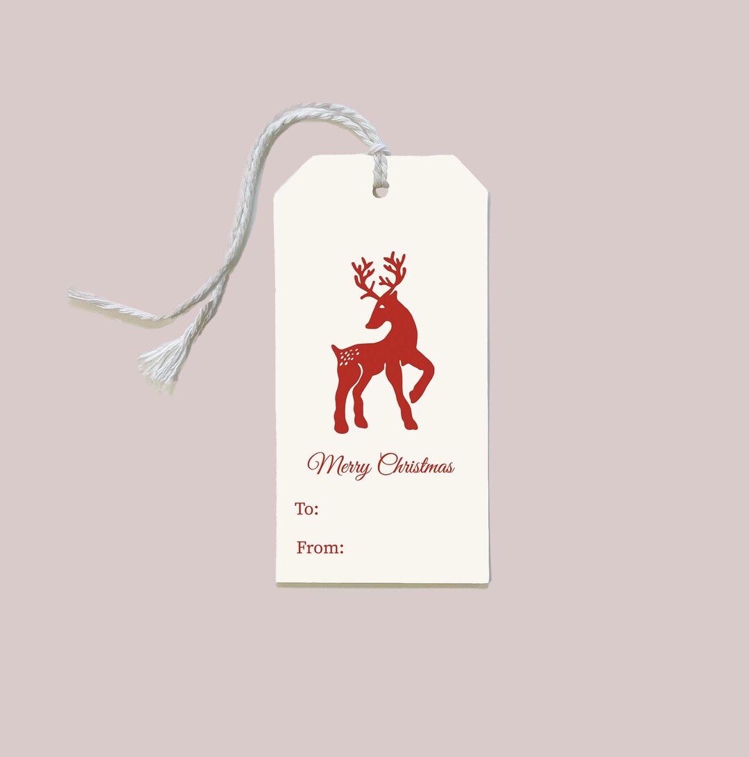 Red Reindeer Christmas Gift Tags: Holiday Presents - Etsy