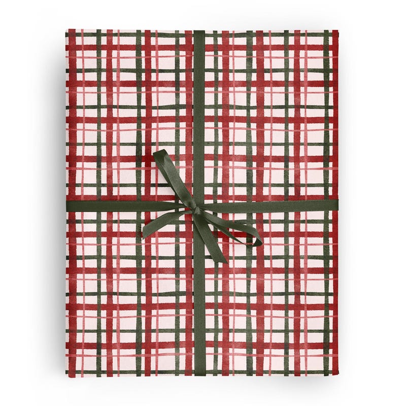Plaid Christmas Wrapping Paper - Etsy