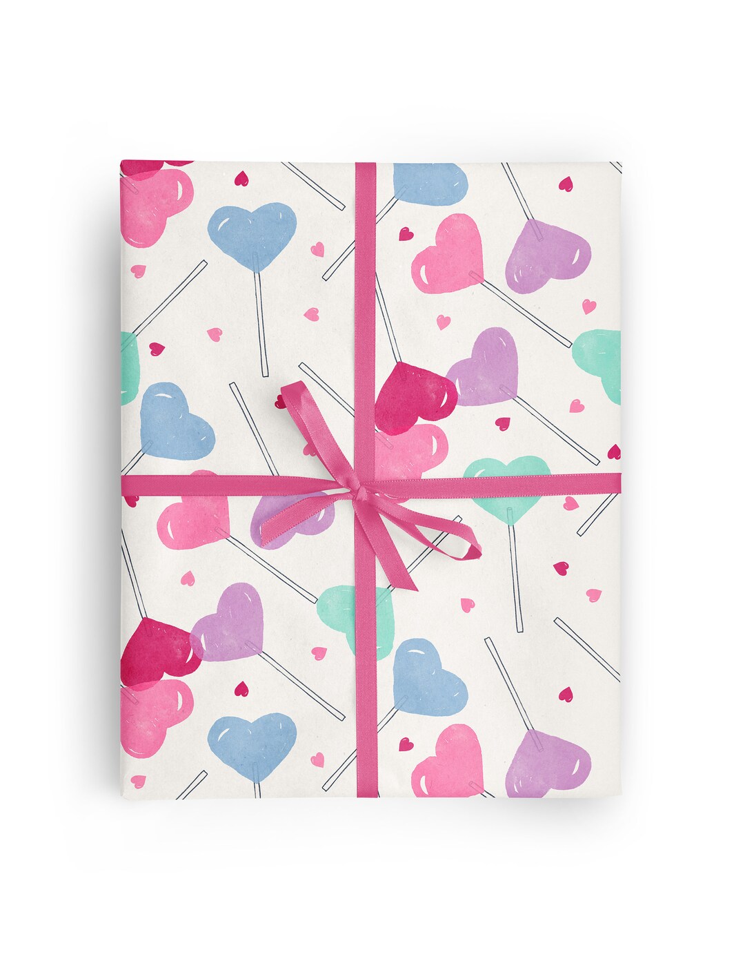 Watercolor Heart Lollipop Wrapping Paper: Valentine's Day, Birthday - Etsy