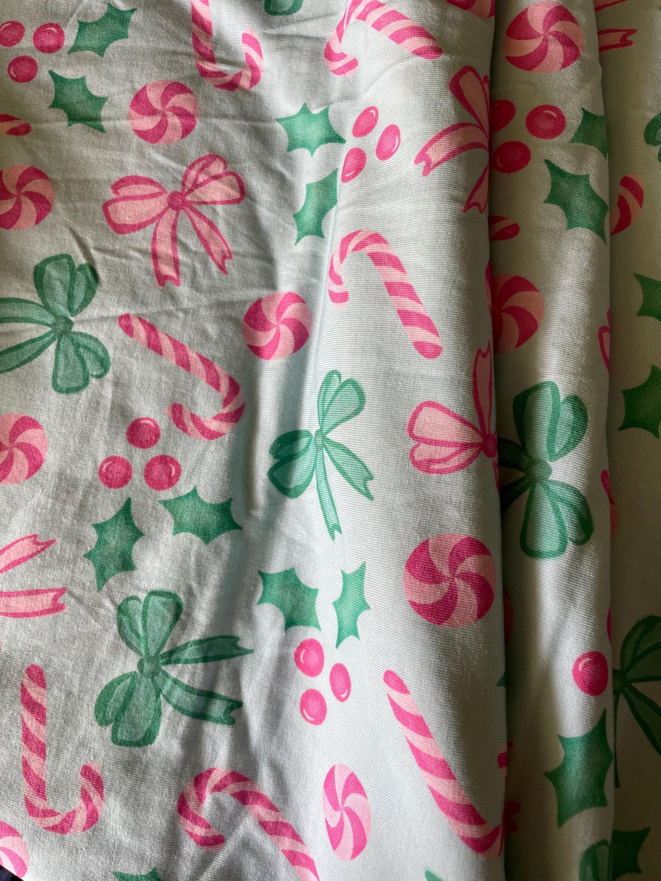 One Yard Pink and Green Candy Cane Bamboo Cotton Jersey Knit Fabric - Etsy