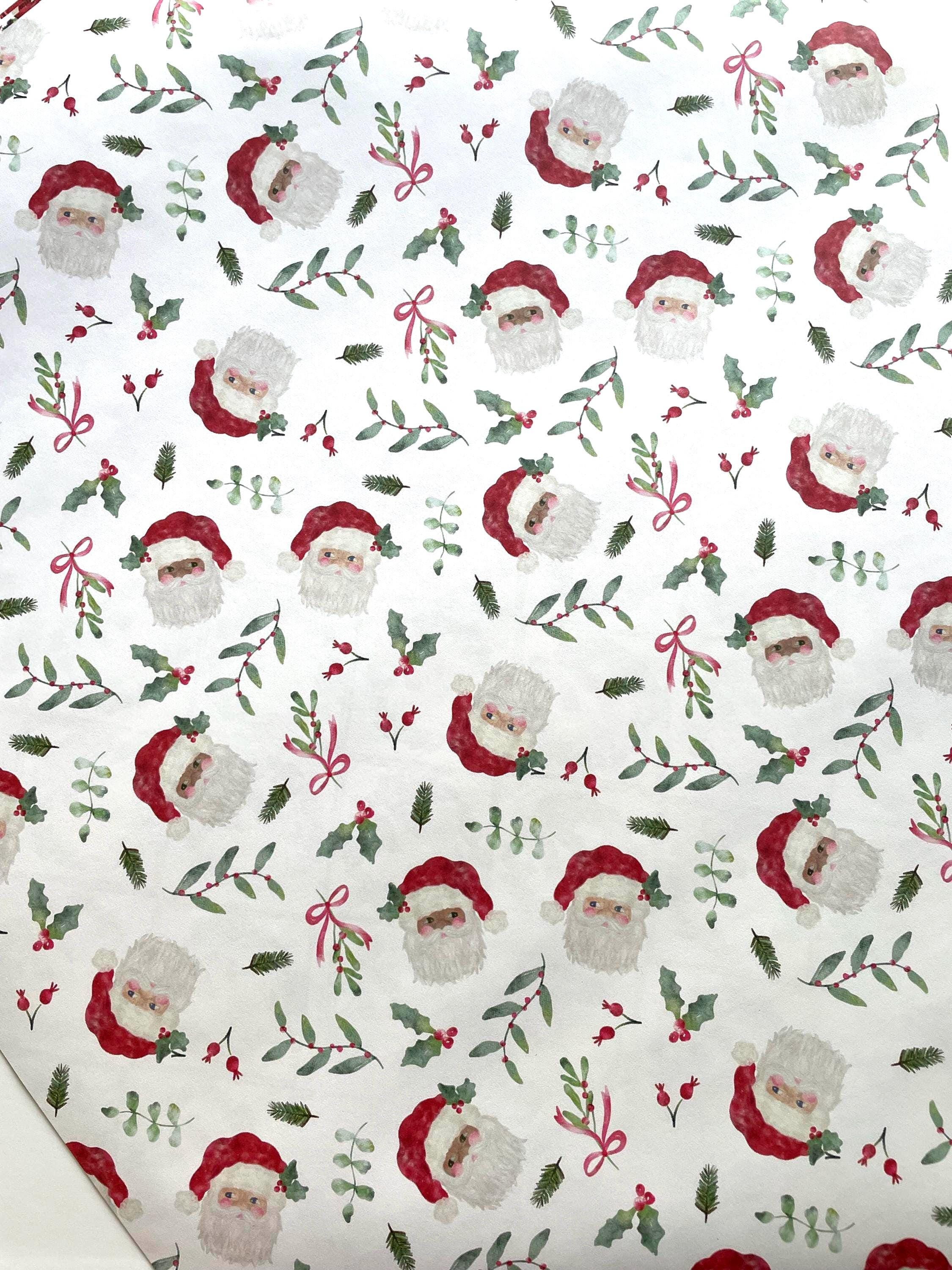 Watercolor Santa Floral Christmas Wrapping Paper - Etsy