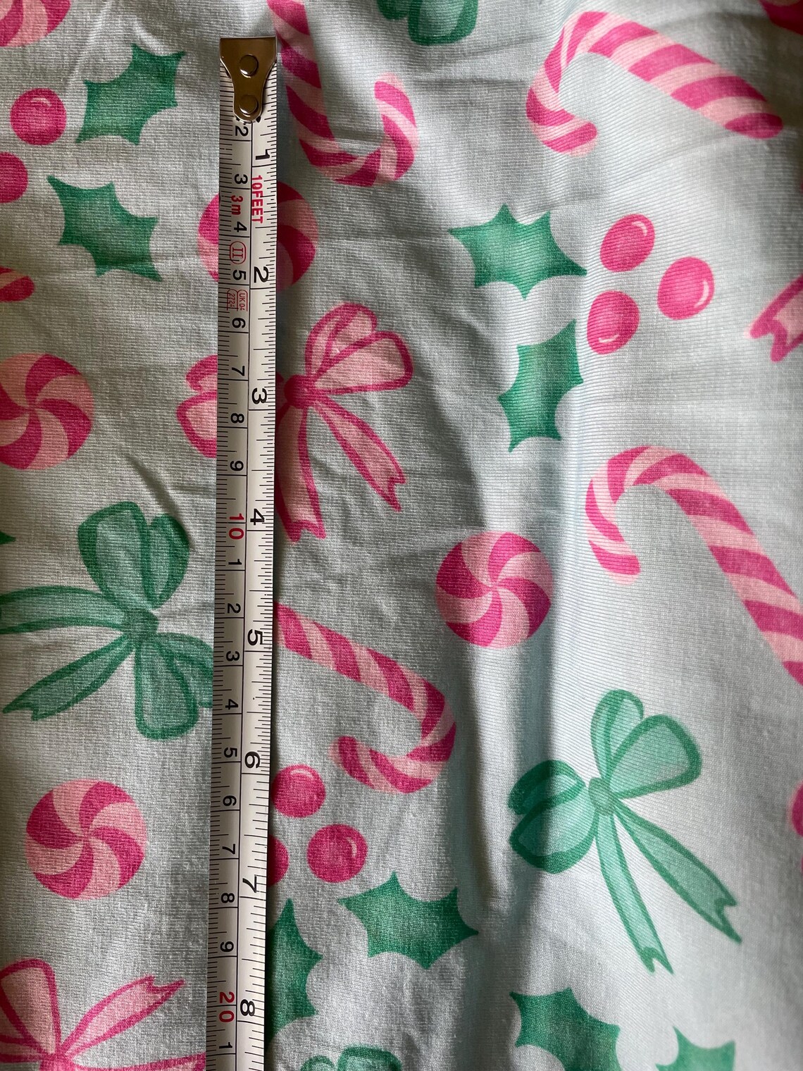 One Yard Pink and Green Candy Cane Bamboo Cotton Jersey Knit Fabric - Etsy