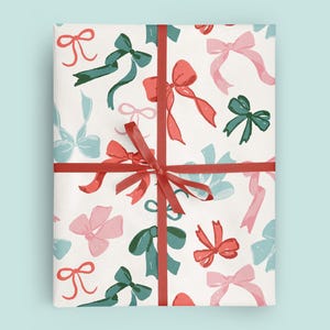 Christmas Bows Wrapping Paper, Coquette Bows Christmas Wrapping Paper ...