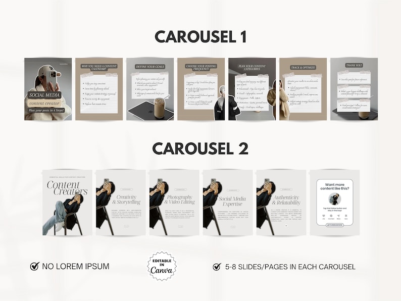 Aesthetic Carousels, Carousel Bundle, Carousel Template Canva ...