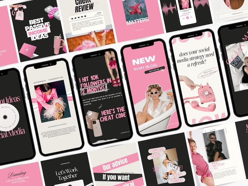 Pink Instagram Templates, Instagram Templates Canva, Bold Instagram ...