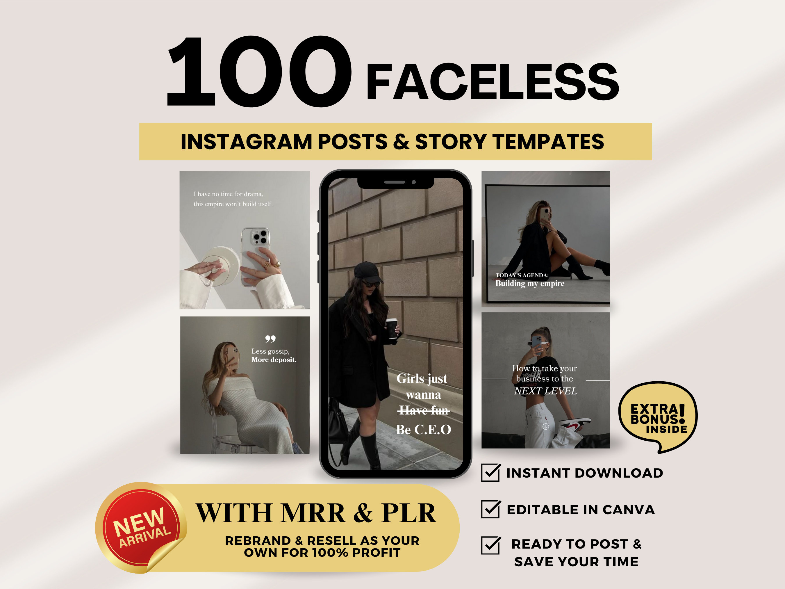 100 Faceless, Instagram Posts, Instagram Story, Faceless Marketing ...