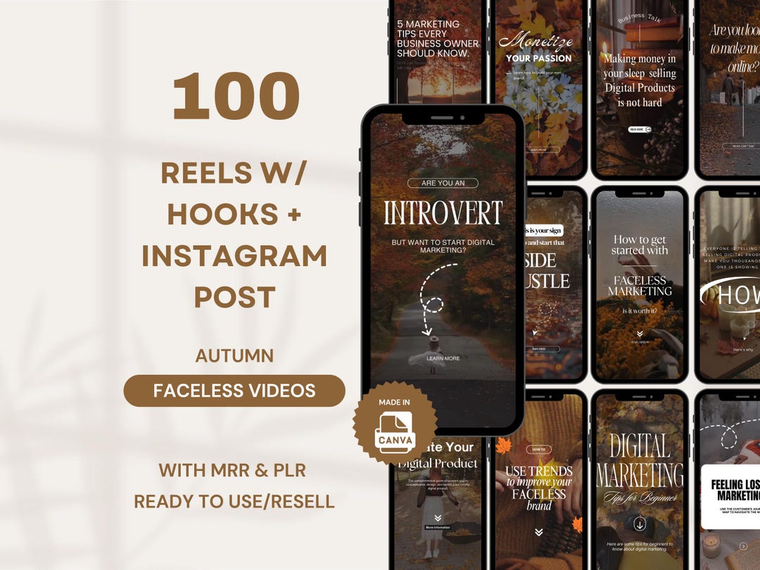 100 Fall Reels, Fall Instagram, Faceless Reels, Faceless Marketing ...