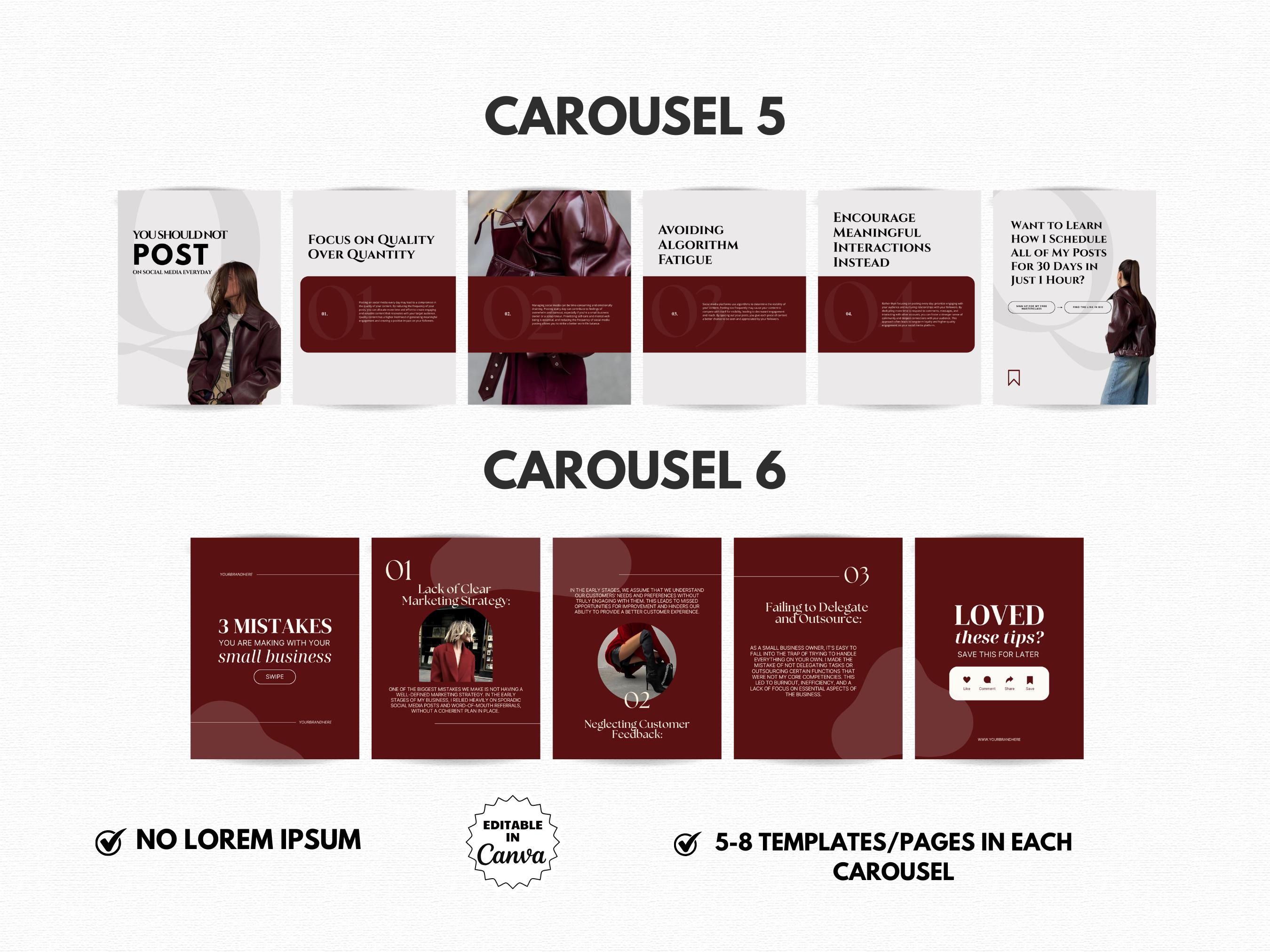 Maroon Instagram Carousel Templates, Carousel Templates, Carousel ...