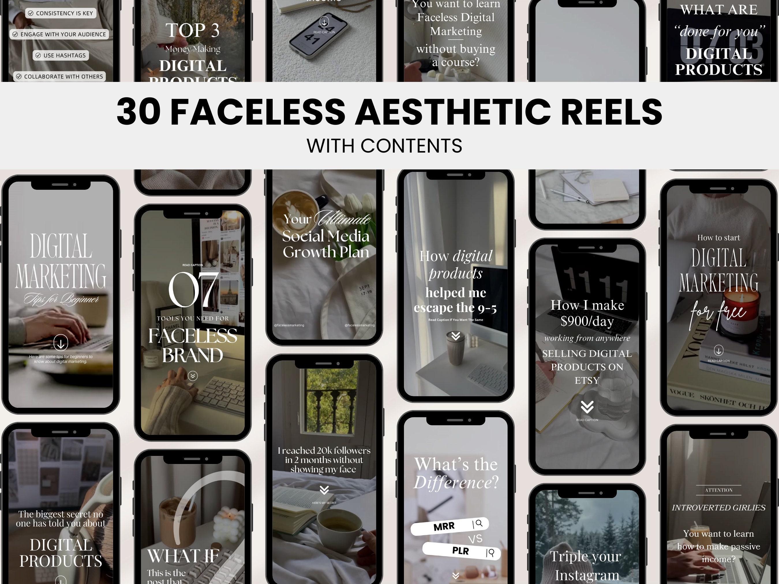 30 Faceless Aesthetic Reels With Contents, Plus 15 Faceless Aesthetic ...