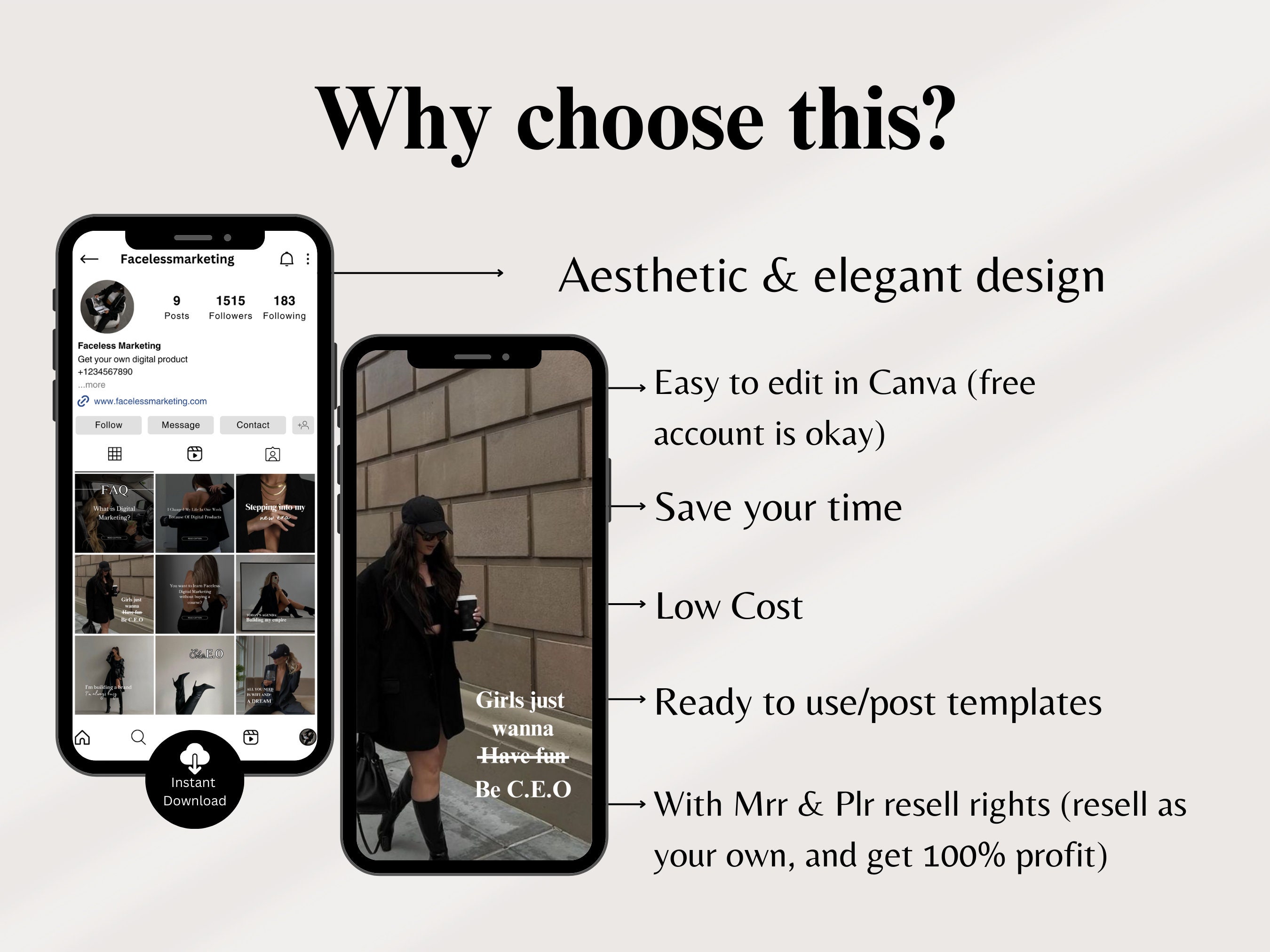 100 Faceless, Instagram Posts, Instagram Story, Faceless Marketing ...