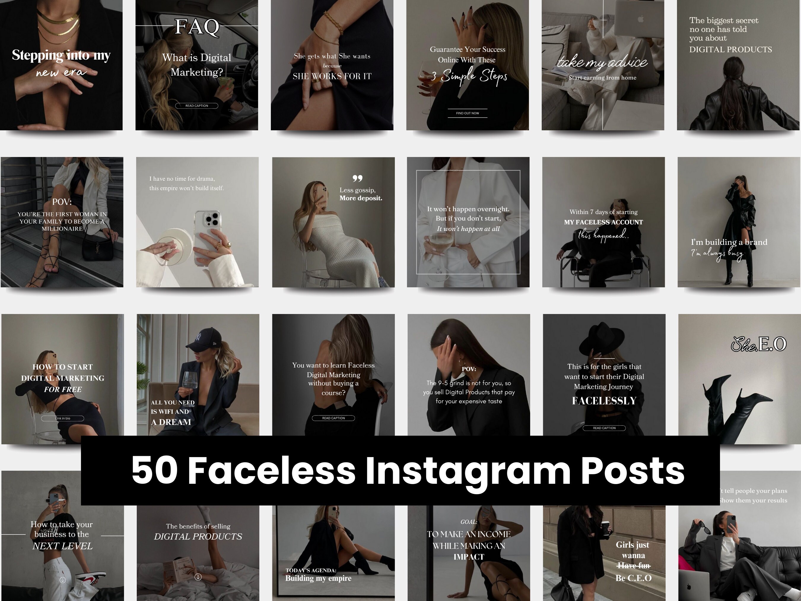 100 Faceless, Instagram Posts, Instagram Story, Faceless Marketing ...