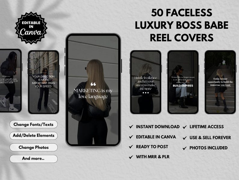 50 Faceless, Reels Cover, Dark Aesthetic, Faceless Marketing, Digital Marketing, Luxury Women ...