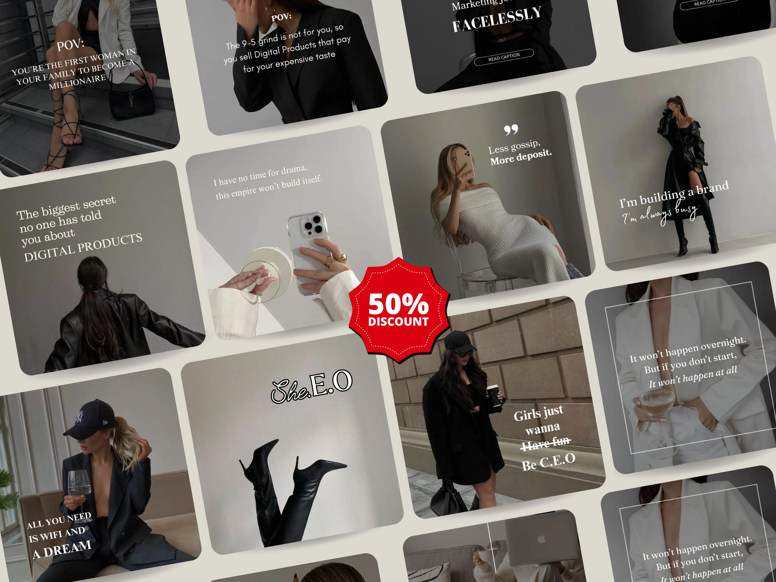 100 Faceless, Instagram Posts, Instagram Story, Faceless Marketing ...