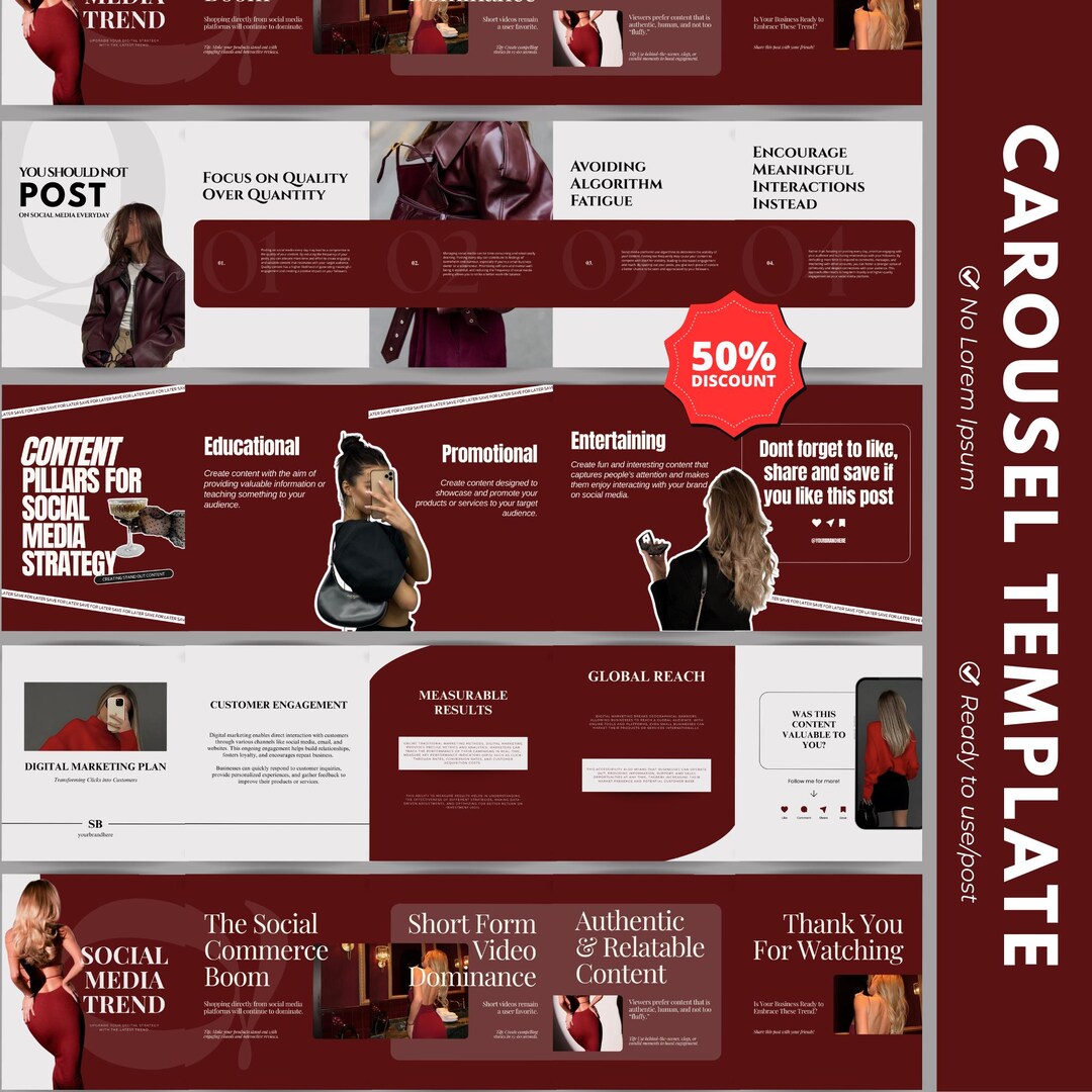 Maroon Instagram Carousel Templates, Carousel Templates, Carousel ...