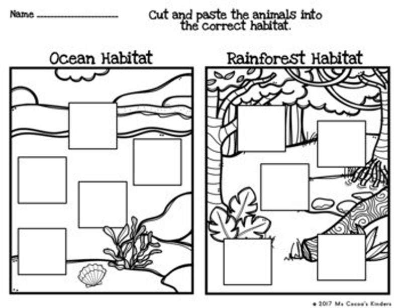 Discover Habitats: Animal Habitat Sort With Cut-and-paste Practice ...
