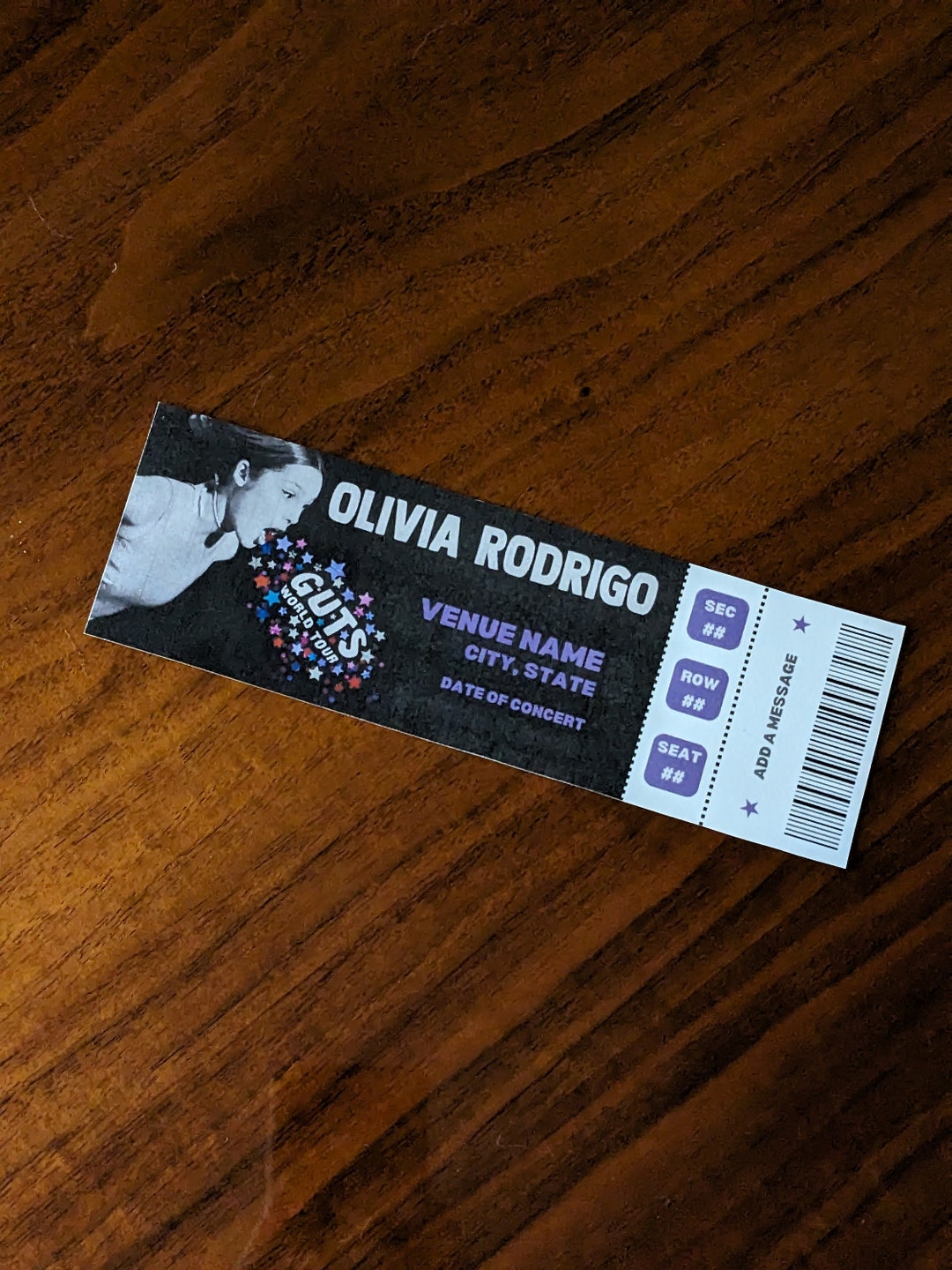 Personalizable Olivia Rodrigo Guts Concert Tickets - Etsy